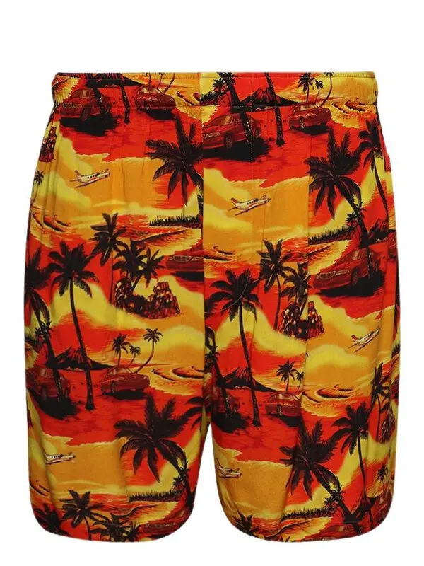 Balenciaga Printed Pyjama Shorts - Orange