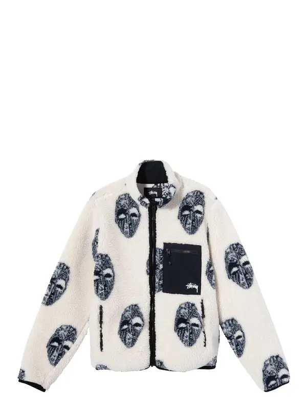 StÜssy Mask Jacquard Sherpa Jacket - Cream