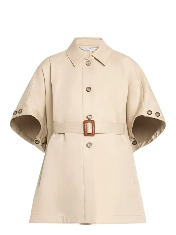 Max Mara Agape Cotton Belted Cape - Beige