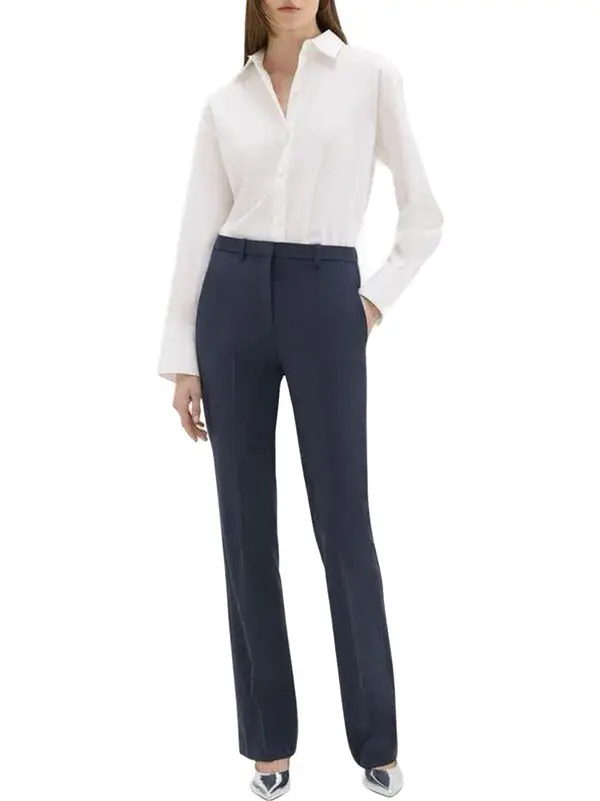 Theory Traceable Wool Straight-leg Trousers - Navy