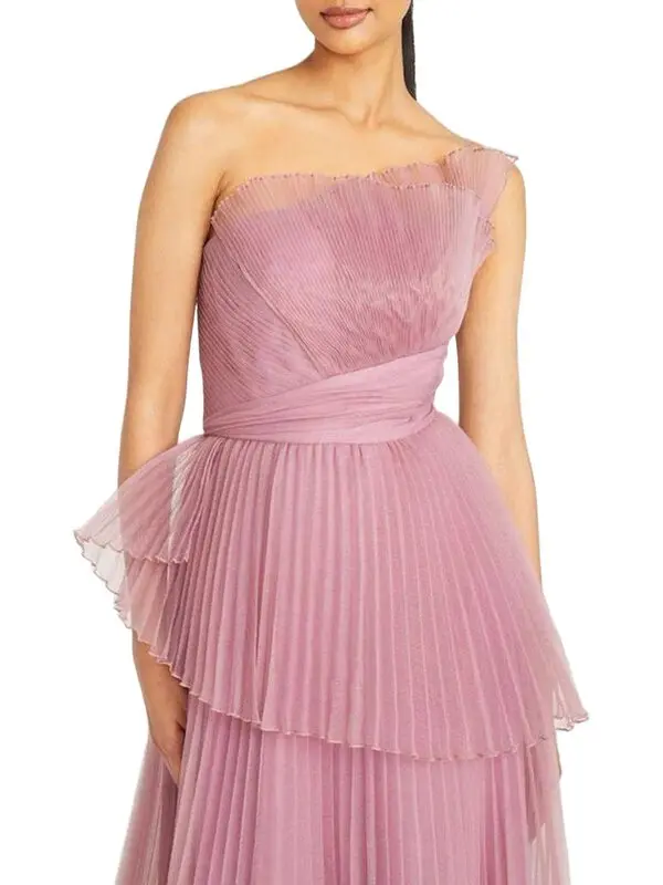 Theia Delphine Pleated Organza A-line Gown - Dusk
