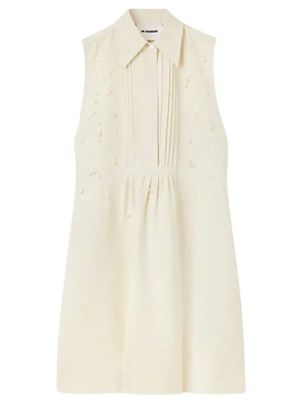 JIL SANDER Pearl-embroidered Shirt Dress - Neutrals