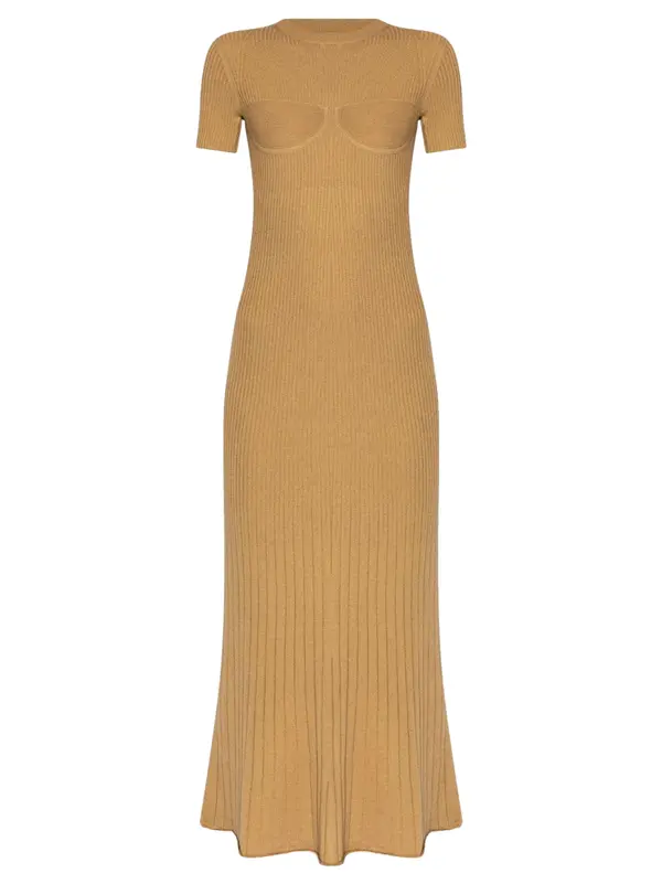 Max Mara Ribbed Maxi Dress - Brown