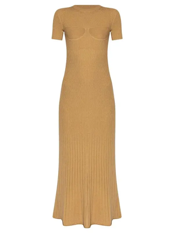 Max Mara Ribbed Maxi Dress - Brown