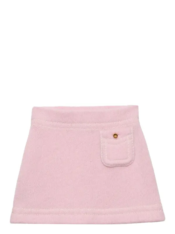 Prada Triangle-logo Cashmere Miniskirt - Pink