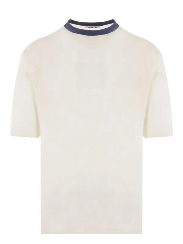 Auralee Contrasting-collar Short-sleeved T-shirt - Neutrals