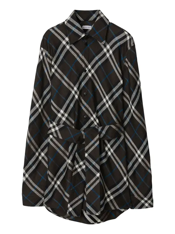 Burberry Check-patterned Belted Shirt - Black