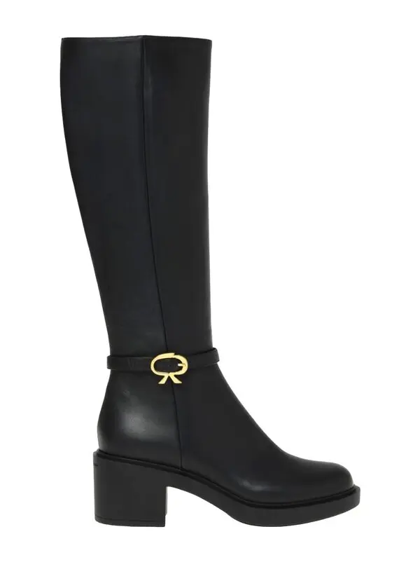 GIANVITO ROSSI Ribbon Dumont Leather Boots - Black