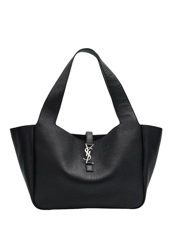 Saint Laurent Bea Tote Bag In Deer Leather - Nero