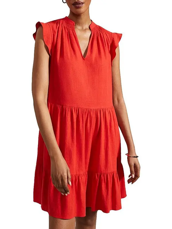 HOBBS LONDON Estella Sleeveless Tiered Dress - Scarlet Red