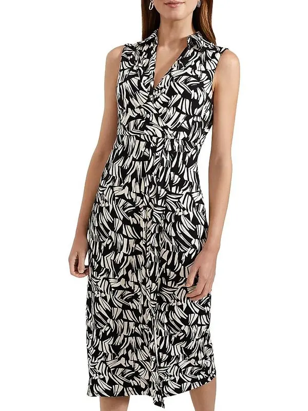 HOBBS LONDON Printed Sleeveless Dress - Black Cream
