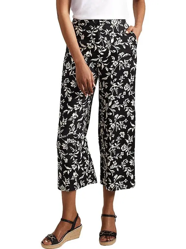 HOBBS LONDON Eve Cropped Trousers - Black Cream
