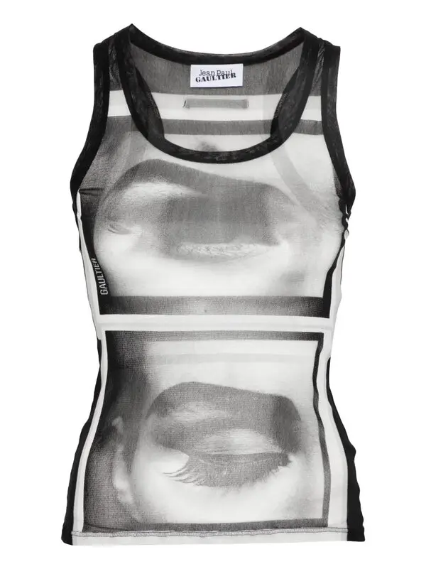 Jean Paul Gaultier Face-print Top - Black