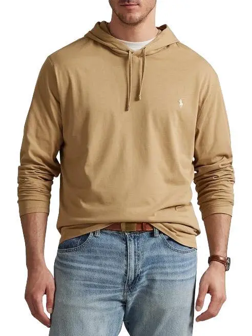 Polo Ralph Lauren Big & Tall Jersey Hooded Long-sleeve T-shirt - Cafe Tan