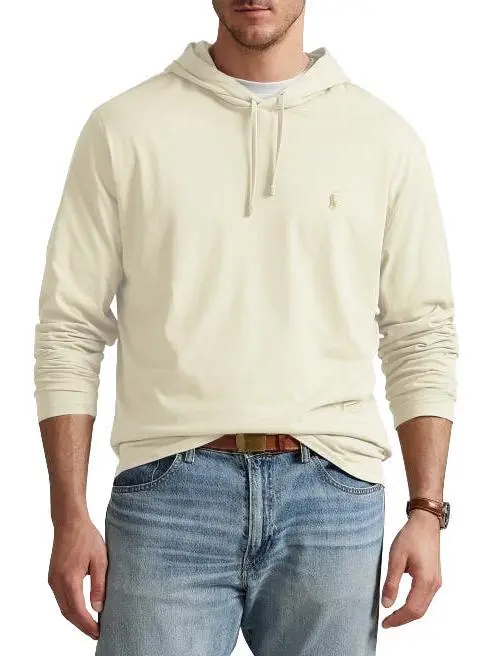 Polo Ralph Lauren Big & Tall Jersey Hooded Long-sleeve T-shirt - Parchment Cream