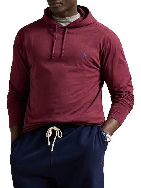 Polo Ralph Lauren Big & Tall Jersey Hooded Long-sleeve T-shirt - Spring Wine Hthr