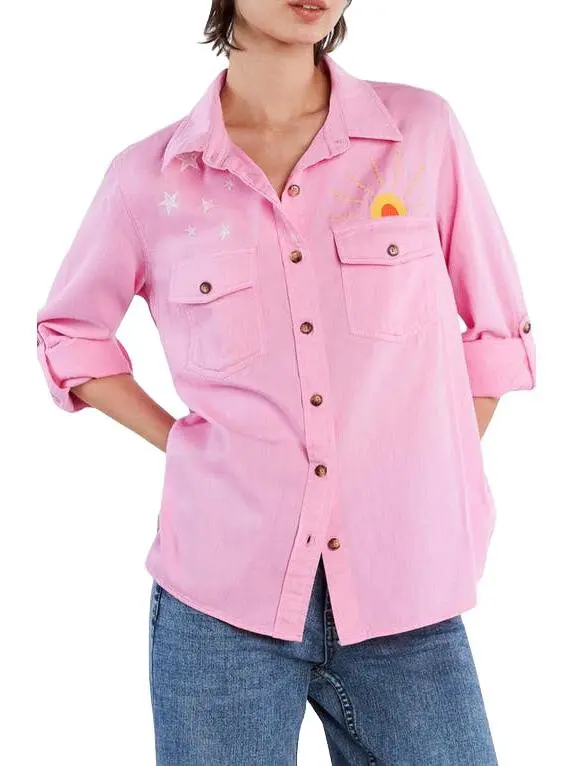 BILLY T Embroidered Button-up Shirt - Perfect Pink