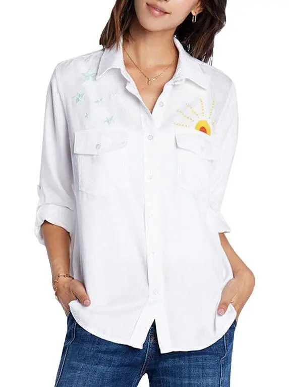 BILLY T Embroidered Button-up Shirt - White