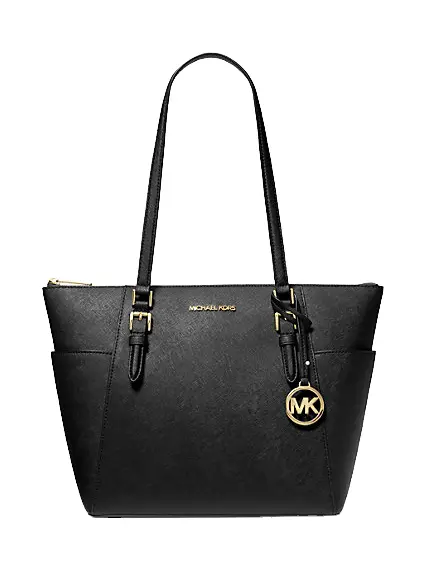Michael Kors Charlotte Large Saffiano Leather Top-zip Tote Bag - Black