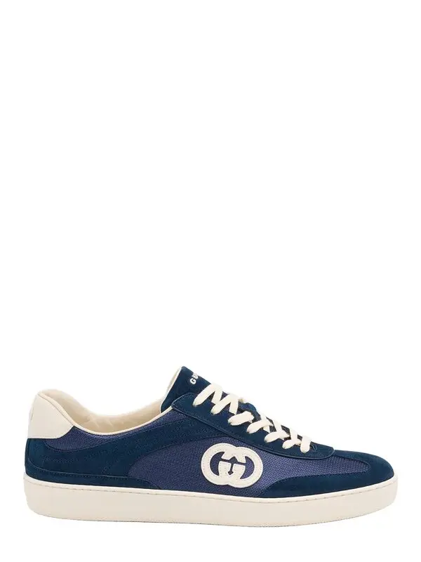 Gucci G75 Canvas And Suede Low-top Sneakers - Blue