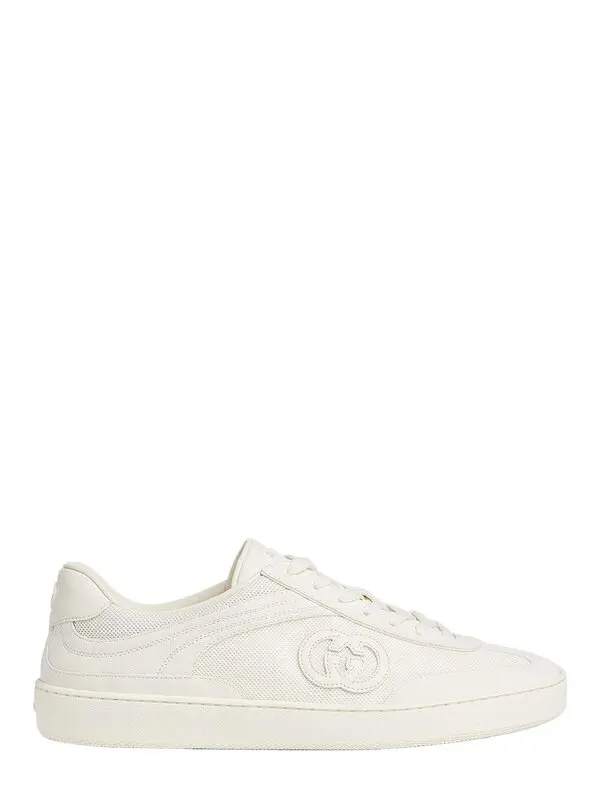 Gucci G75 Canvas And Suede Low-top Sneakers - White