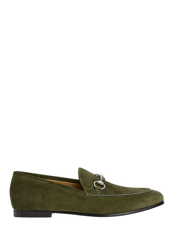 Gucci Guccissima Jordy Suede Loafers - Dark Olive