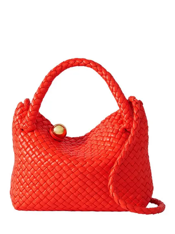 Bottega Veneta Mini Intrecciato Leather Shoulder Bag - Orange