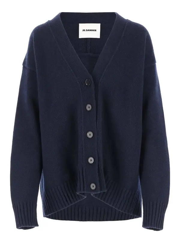 JIL SANDER Cashmere Blend Cardigan - Blue