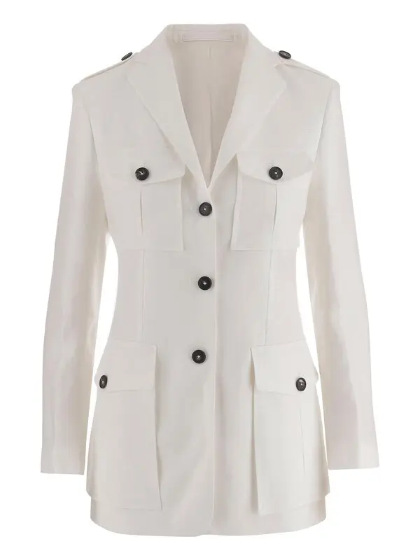 Tagliatore Single Breasted Linen Jacket - White