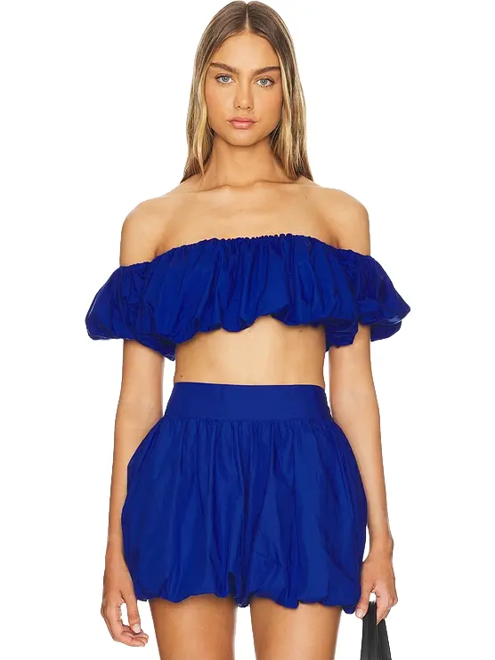 Susana Monaco Puff Sleeve Crop Top - Nocturnal