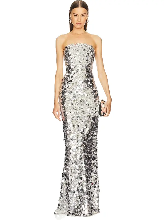 BRONX AND BRONCO Farah Strapless Gown - Silver