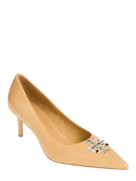 Tory Burch Eleanor Pointed Toe Pump - Honeycomb Tan/silver