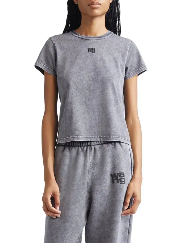 Alexander Wang Puff Logo Shrunken T-shirt - Washed Granite