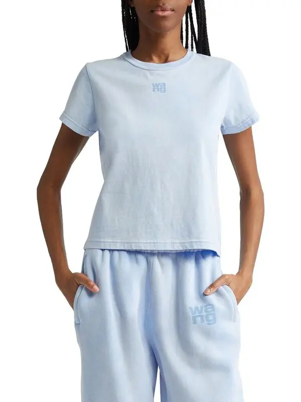 Alexander Wang Puff Logo Shrunken T-shirt - Washed Pale Blue