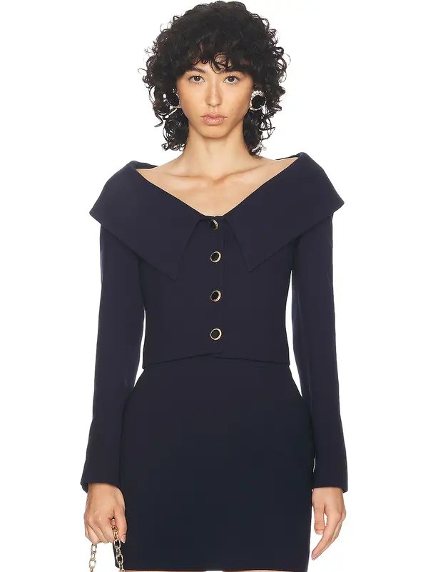 Alessandra Rich Cropped Jacket - Navy Blue