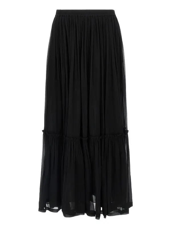 Saint Laurent Long Pleated Skirt - Black