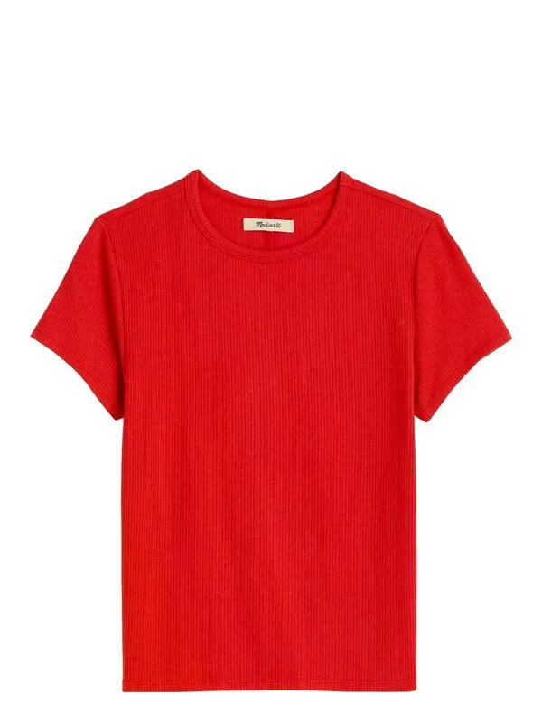 Madewell Drapey Ribbed Tee - Bright Cherry
