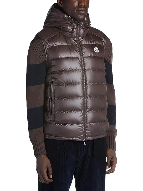 Moncler Barant Hooded Down Vest - Brown