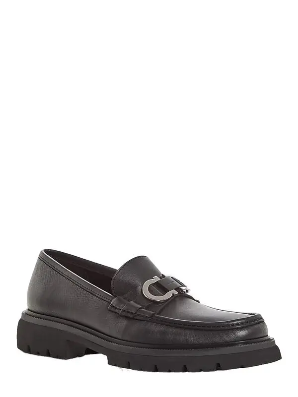 FERRAGAMO Gancini Leather Loafers - Nero