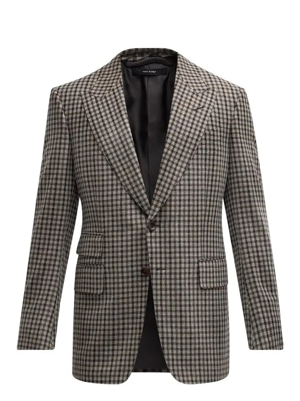 TOM FORD Damier Shelton Gingham Check Sport Coat - Brown
