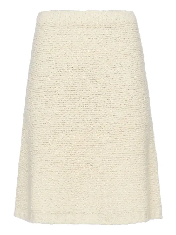 Prada Bouclé Knitted Wool Skirt - Neutrals