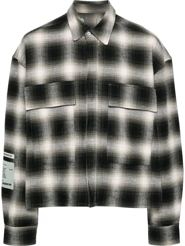 B1ARCHIVE Logo-patch Plaid Shirt - Grey