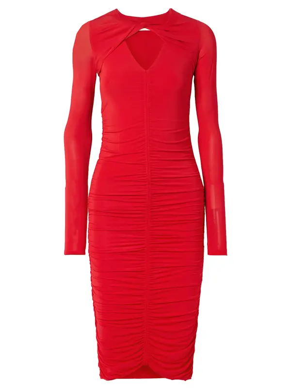 Isabel Marant Volgane Cutout Ruched Midi Dress - Red