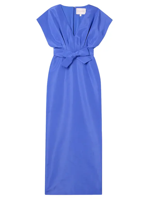 Carolina Herrera Bow-embellished Silk-faille Gown - Blue
