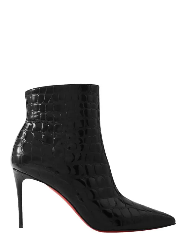 CHRISTIAN LOUBOUTIN So Kate Croc-effect Patent-leather Ankle Boots - Black