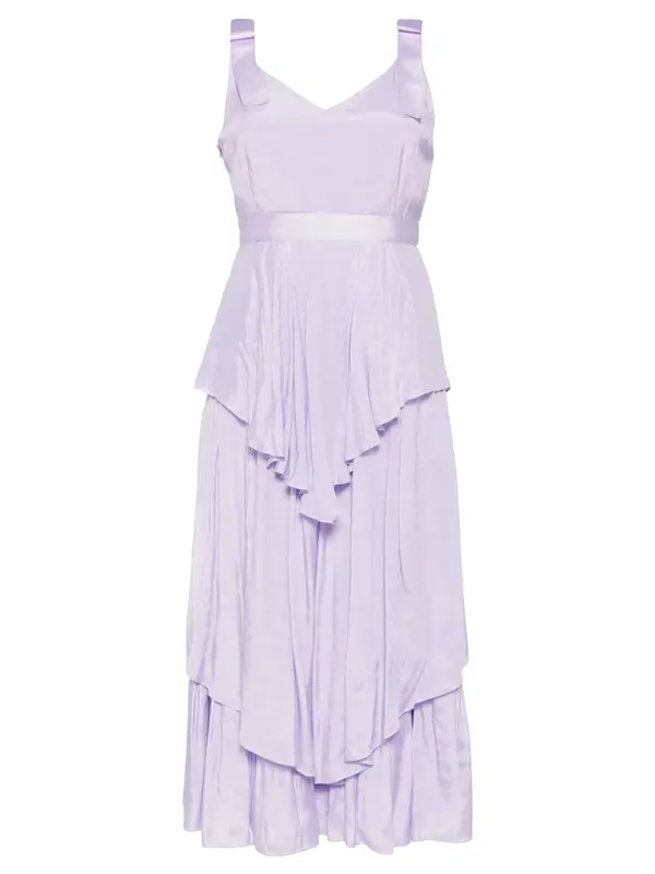 SAIID KOBEISY Poplin Tiered Midi Dress - Purple