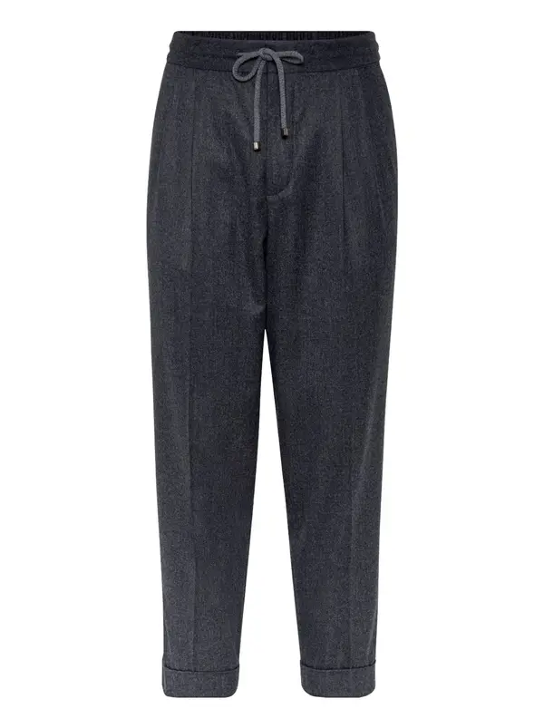 Brunello Cucinelli Drawstring-waistband Wool Trousers - Grey