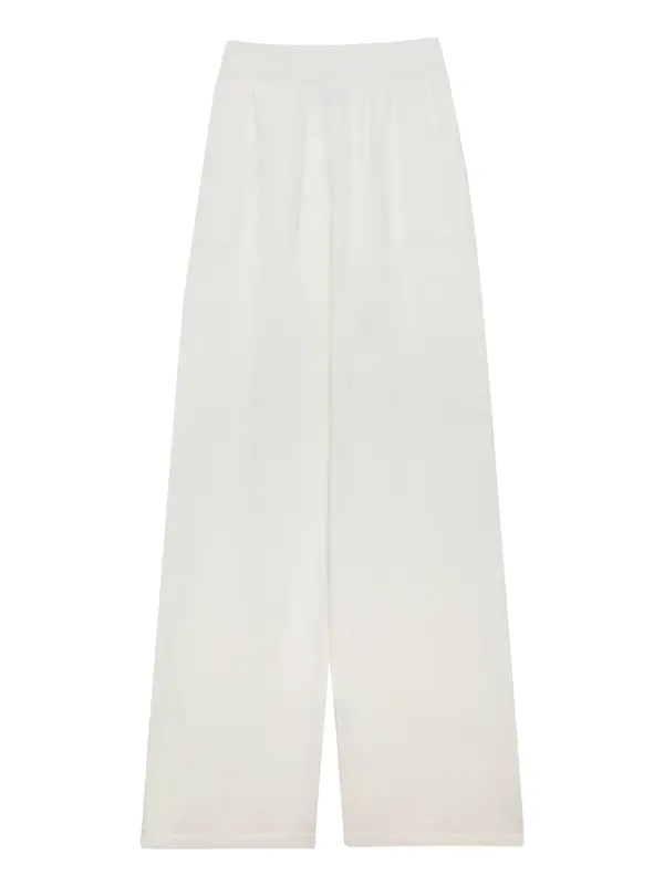 MSGM Logo-embroidered Wide-leg Trousers - White