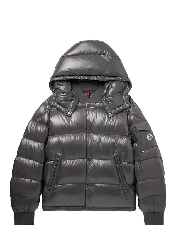 Moncler Maljasset Slim-fit Quilted Lacquered-nylon Hooded Down Jacket - Gray