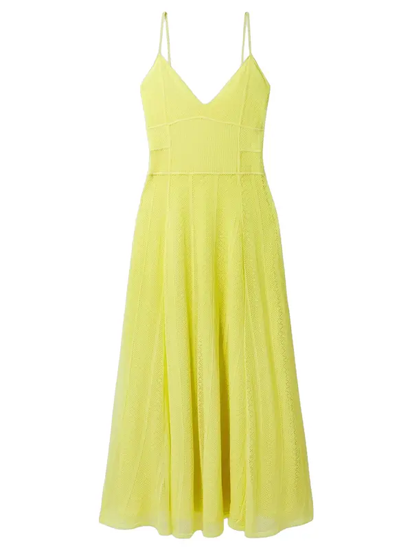JASON WU Pointelle-knit Midi Dress - Pastel Yellow